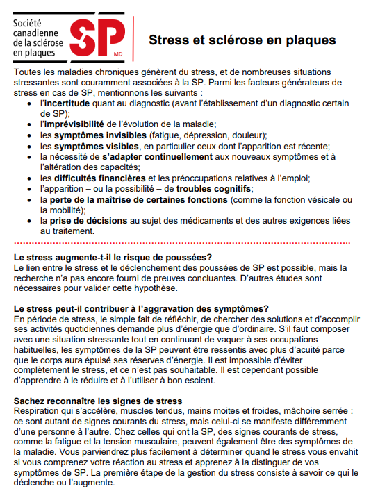 Stress & MS - Information sheet - MS International Federation